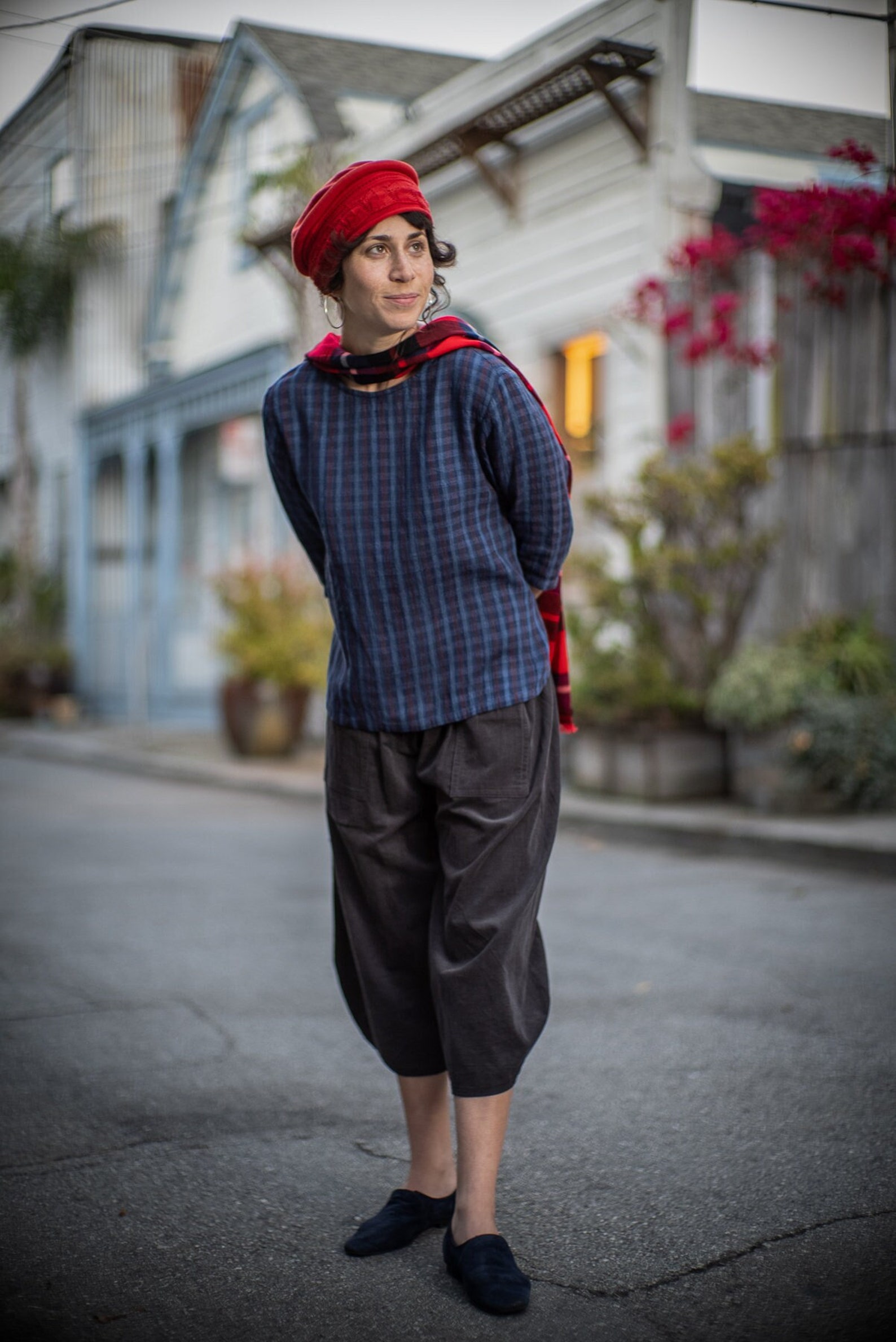 The jackie Pants in Charcoal Black Corduroy Designer Pull on Pants ...