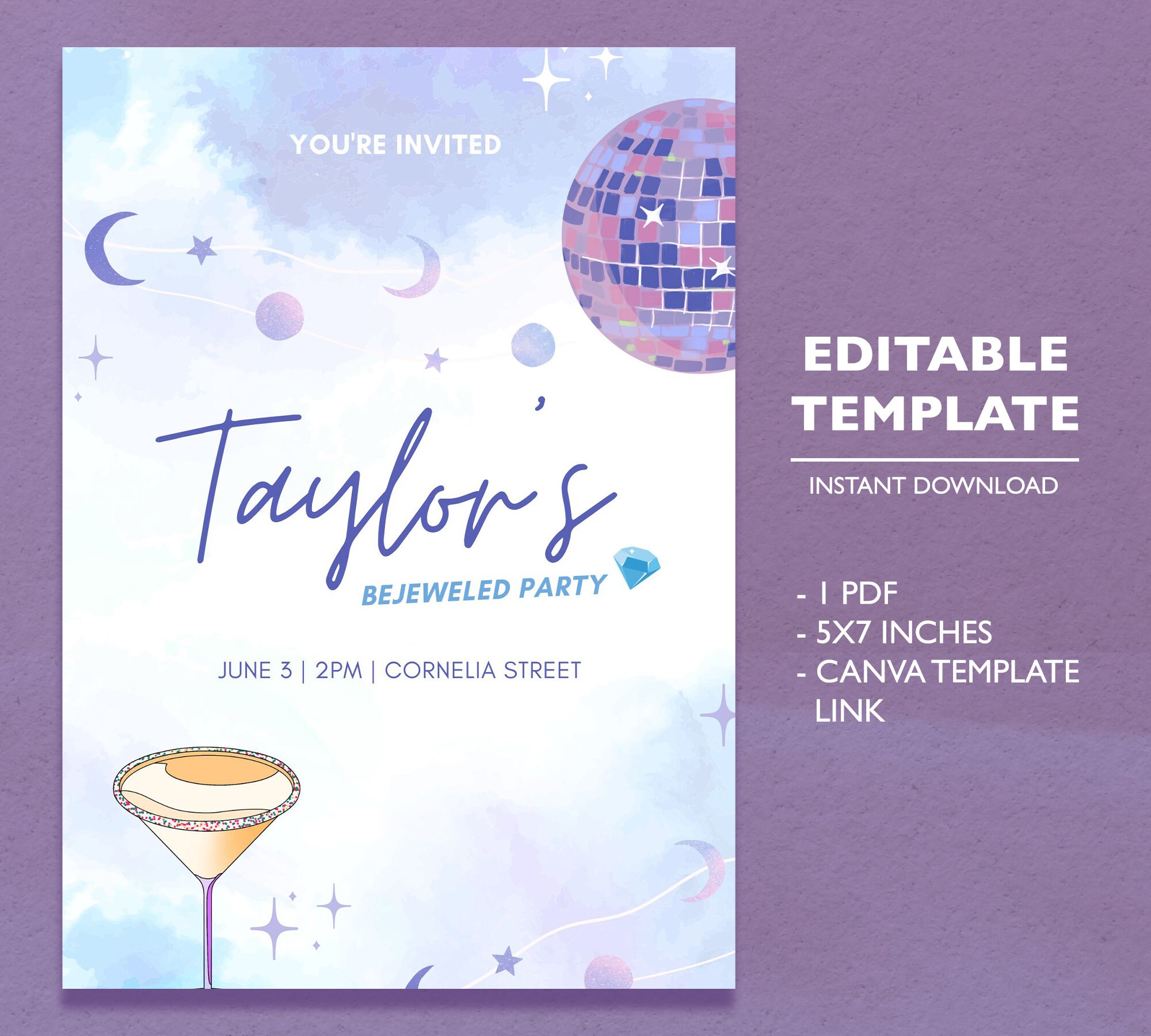 Taylor Swift Party Invitation Template Self Editable Template Digital ...