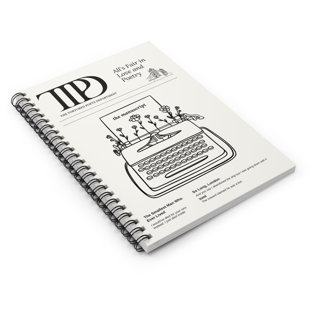 TTPD Spiral Notebook Ruled Line Taylor Journal Tortured Poets ...