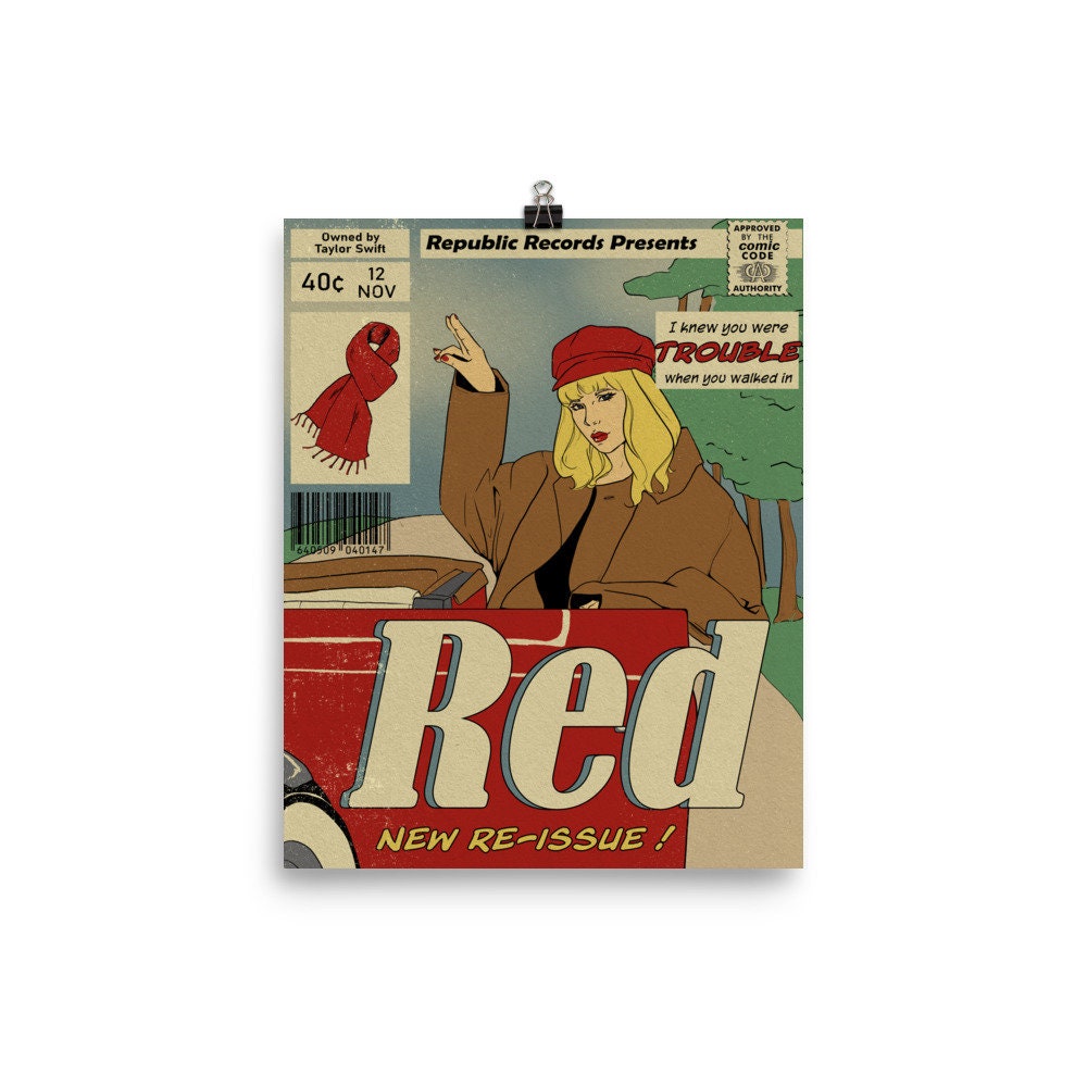 Taylor Swift Red Retro Vintage Comic Book Inspired Style Print - Etsy