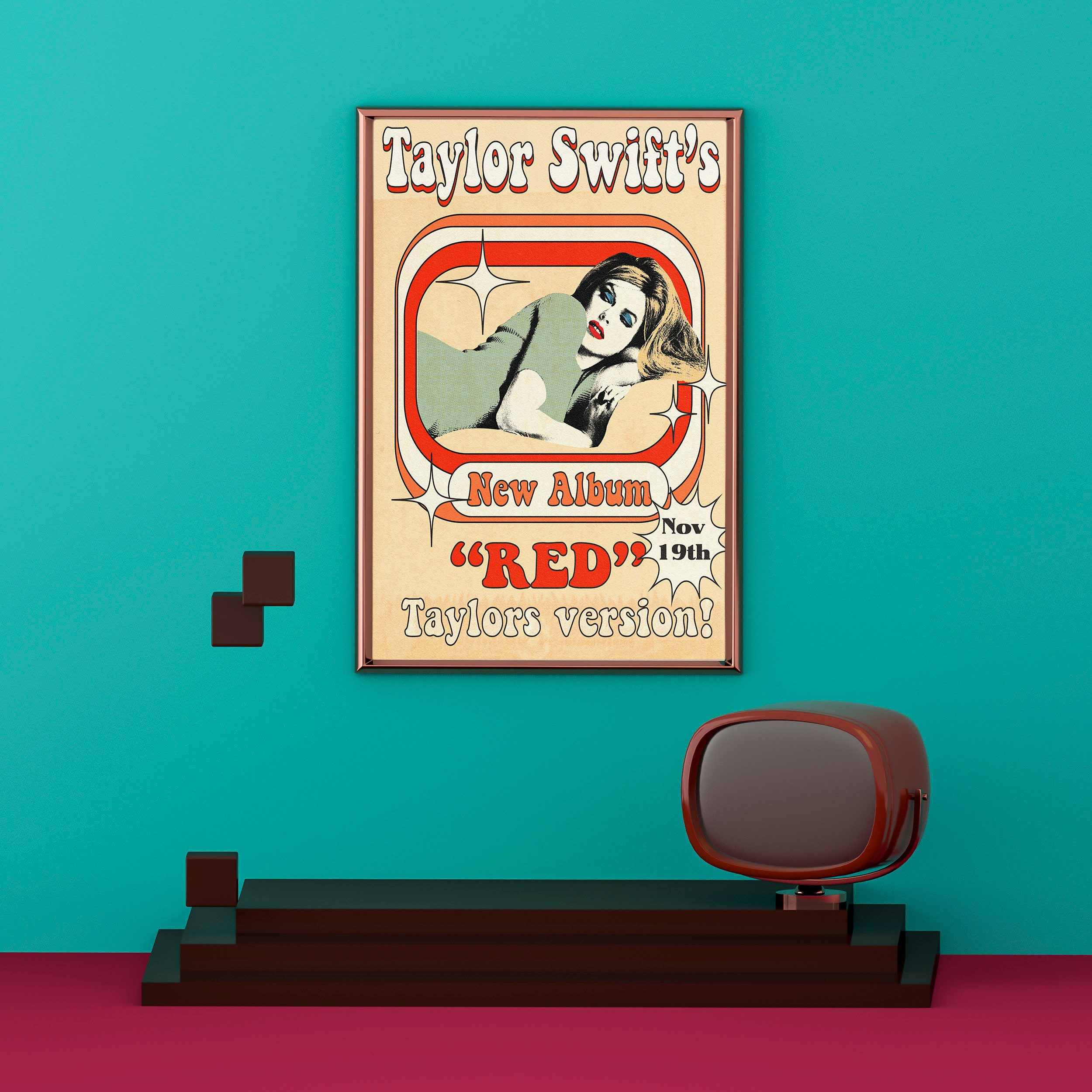 Taylor Swift Red TV Retro, Vintage, Indie Aesthetic, Inspired Poster ...