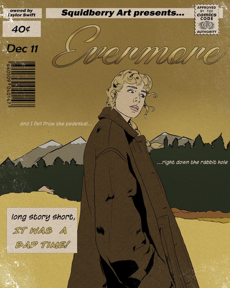 Taylor Swift Evermore Retro Vintage Comic Book Inspired Style Print ...