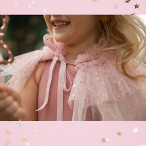 Kids Magic Cape Set With Tulle and Glowing Stars Rose Gold Printing ...