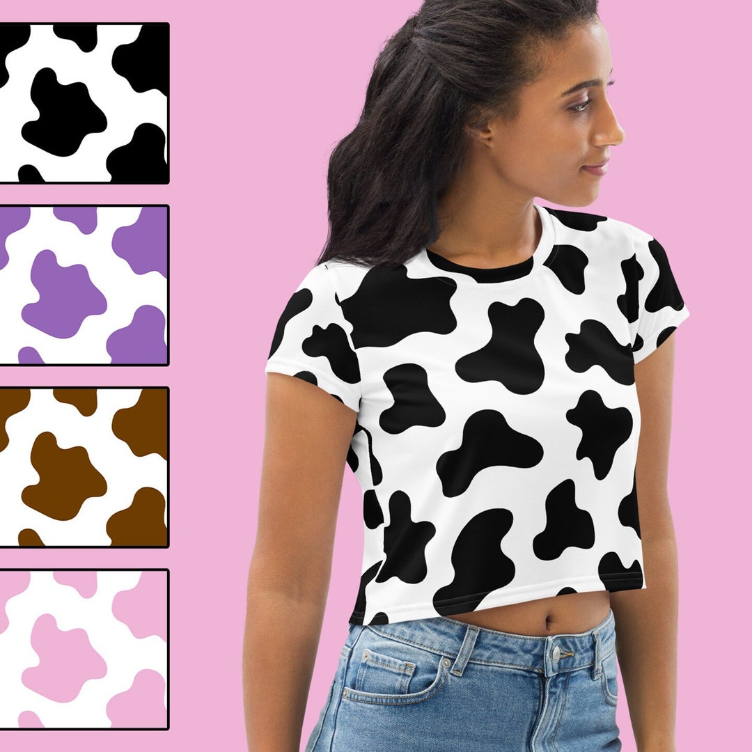 Cow Print Crop Top 4 Colors and 7 Sizes FREE Delivery Cropped Tee T ...