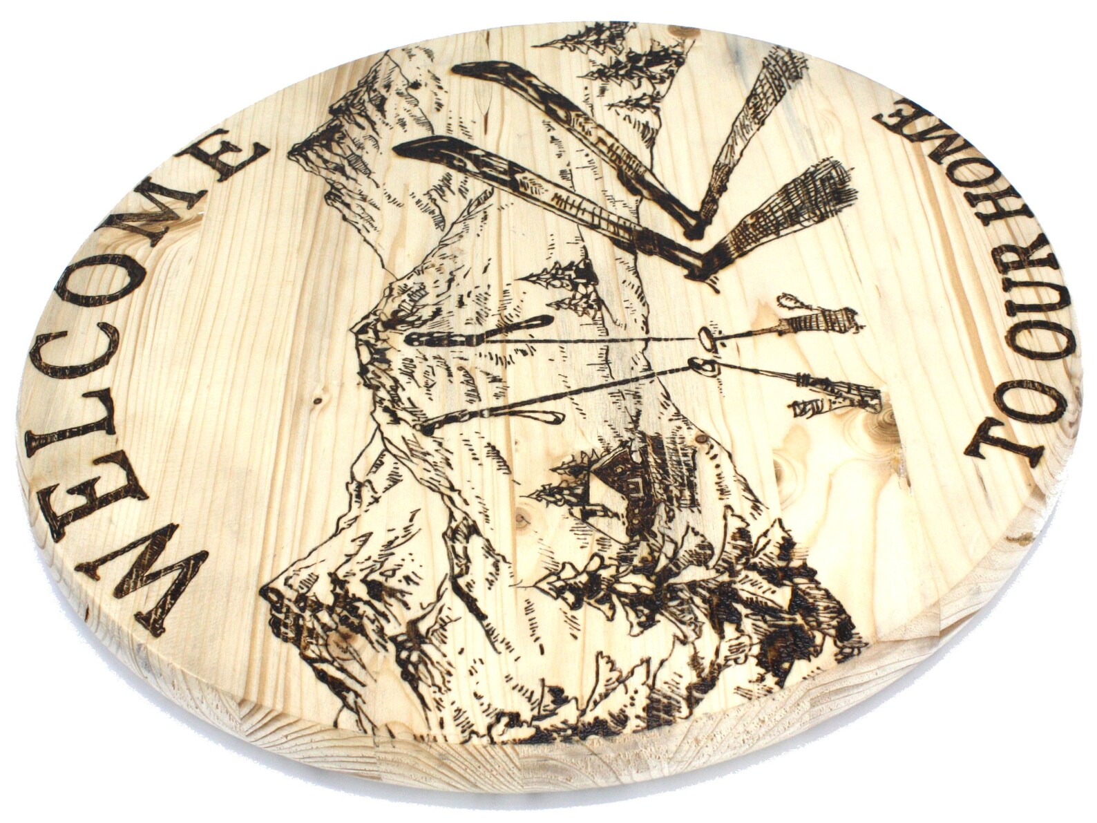 Rustic Hand Burned Wood Mountain Cabin Ski Sign - Etsy