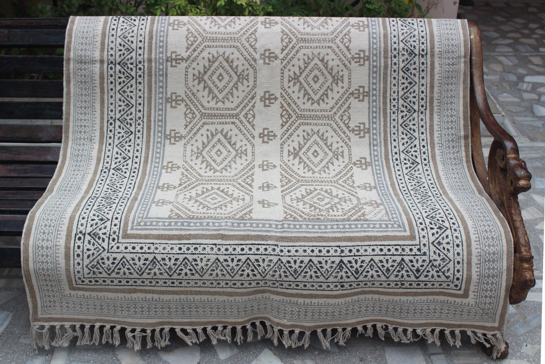 Indian Natural Cotton Outdoor Yoga Mat / Hand Block Print Area - Etsy
