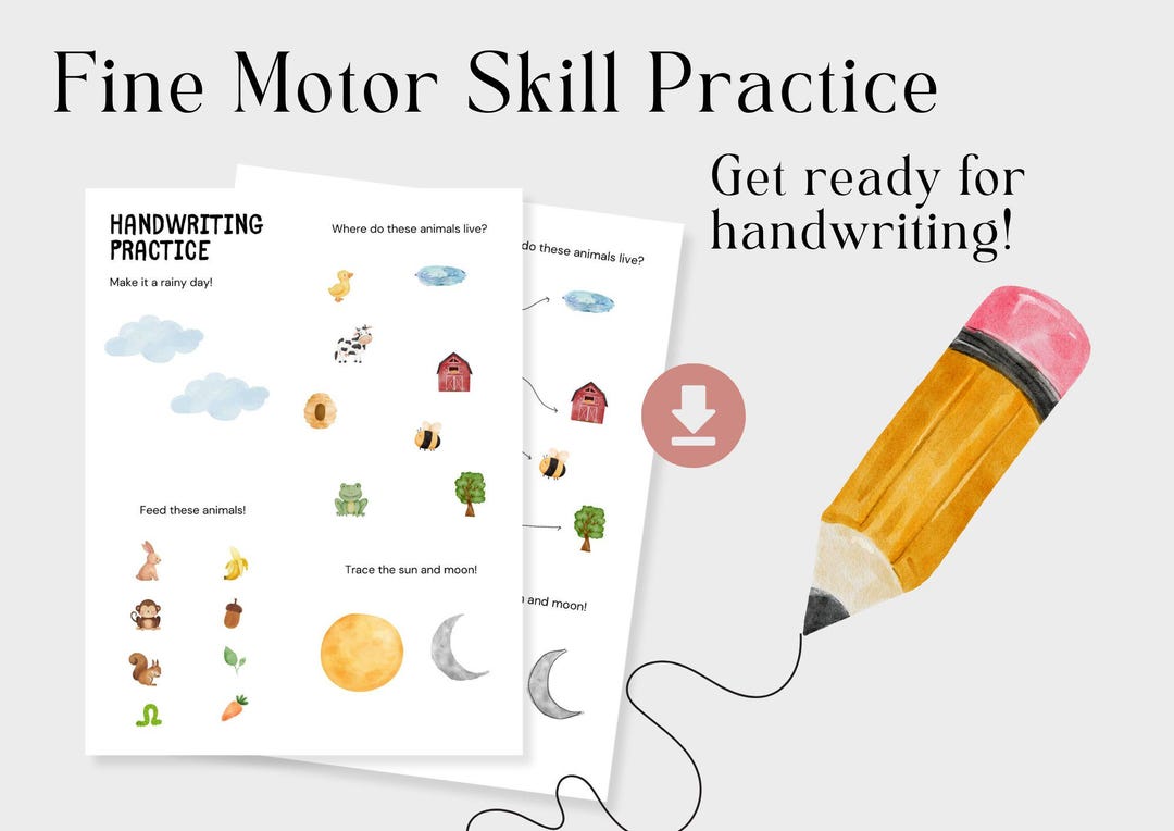 Kids Handwriting Fine Motor Practice Worksheet Downloadable - Etsy