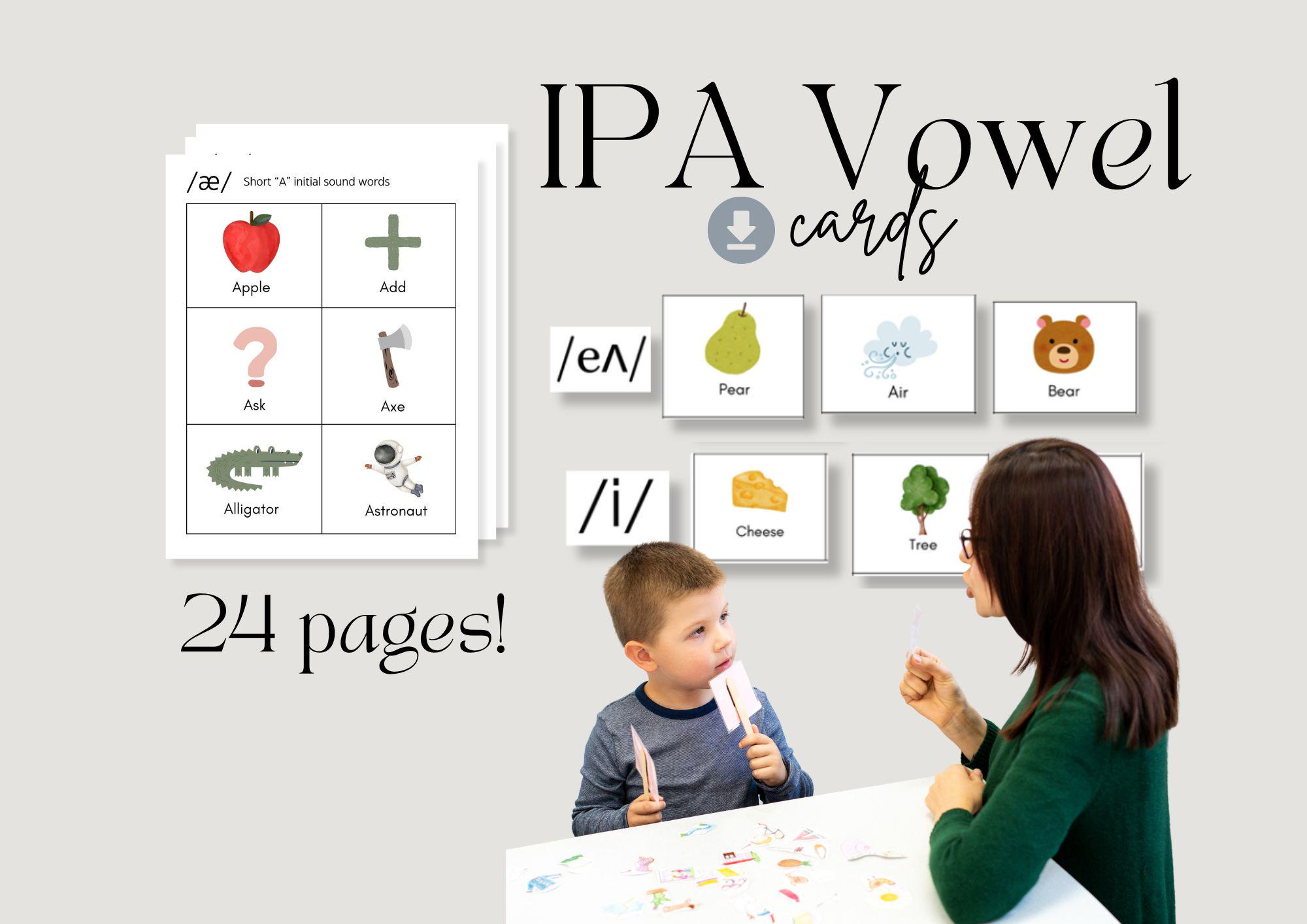 Vowels, Picture Cards, Phonetics, IPA, Phonics, Speech Therapy, Home ...