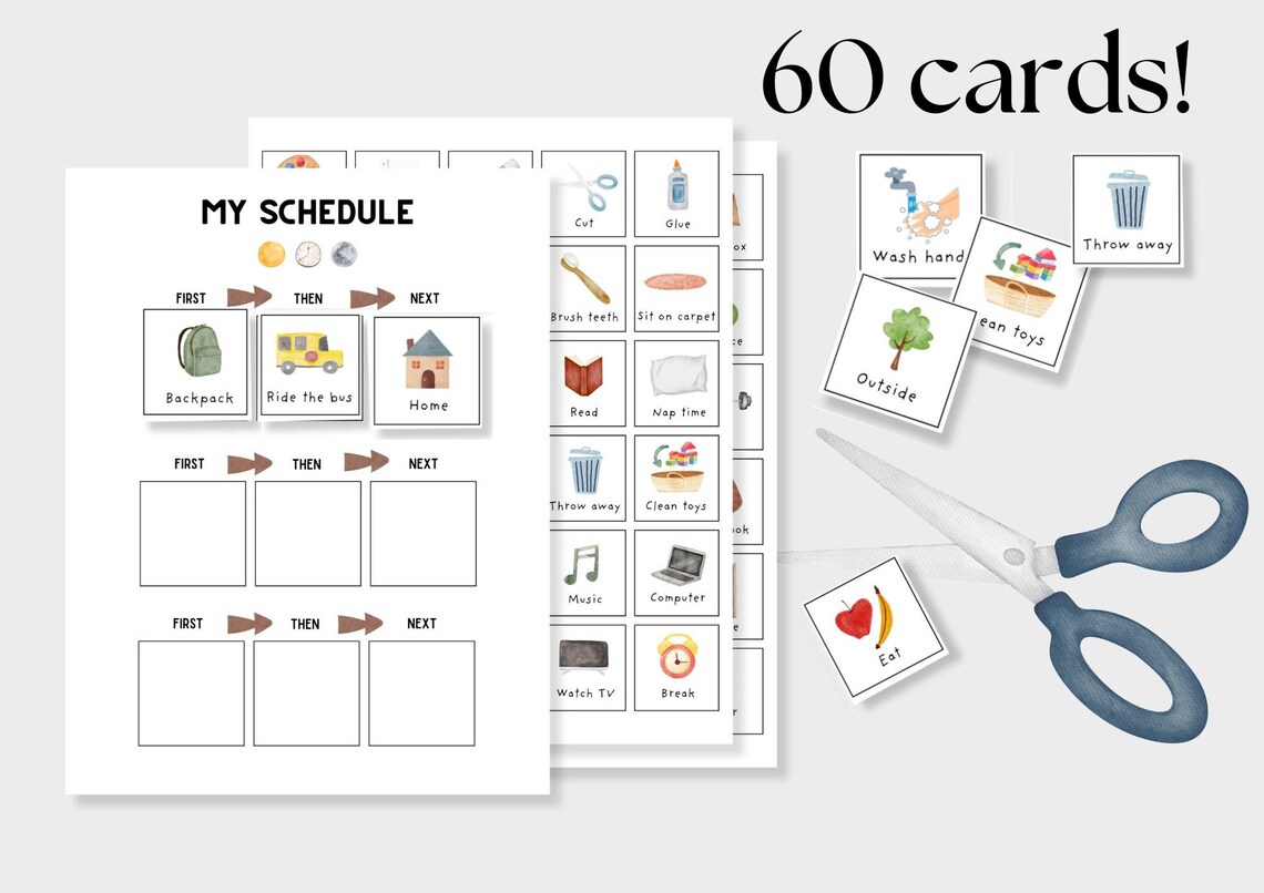 First Then Picture Cards Routine Schedule - Etsy
