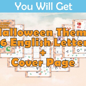 Halloween Alphabet Practice Illustrated Worksheets. Letter Coloring ...