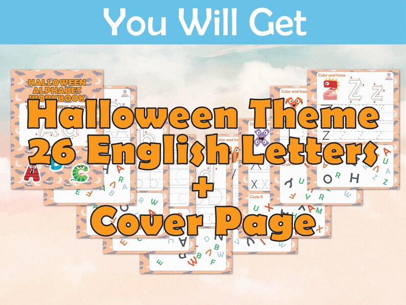 Halloween Alphabet Practice Illustrated Worksheets. Letter Coloring ...