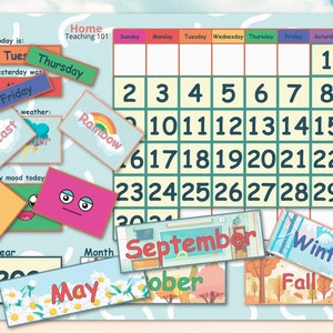 Montessori Calendar, Printable Calendar, Kids Calendar, Homeschool ...