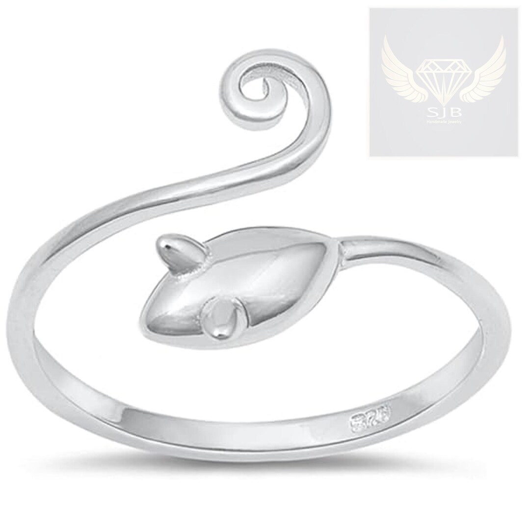 Sterling Silver Adjustable Mouse Ring – Dainty Promise Animal Jewelry ...