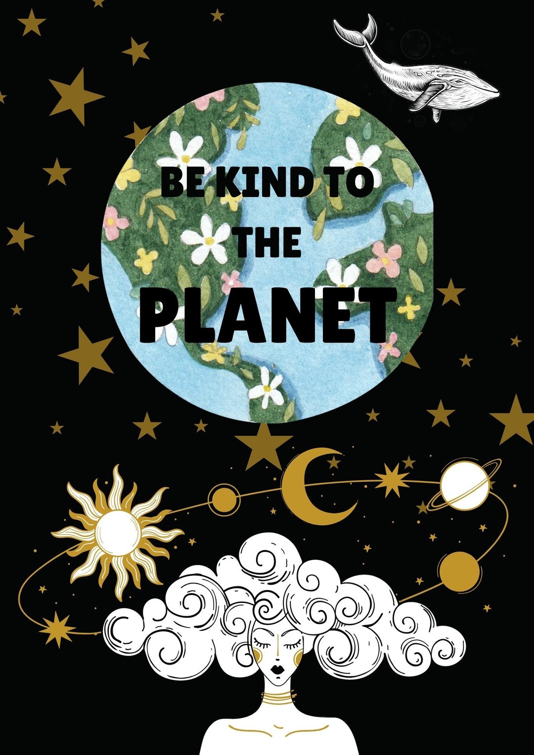 Be Kind to the Earth, Mother Earth, Outer Space Digital Poster - Etsy
