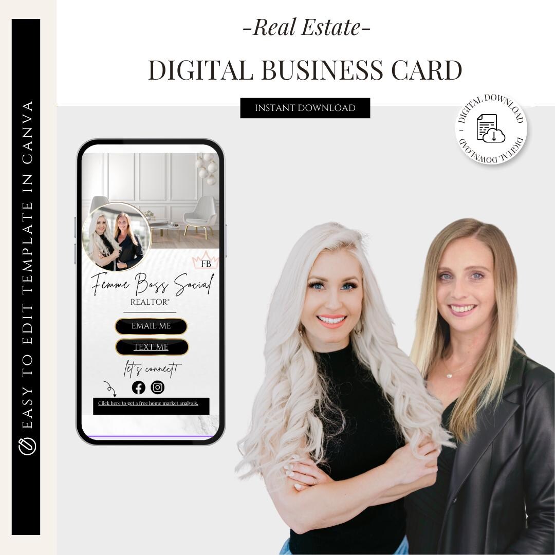 Digital Business Card Template | Editable Canva Design | Realtor ...