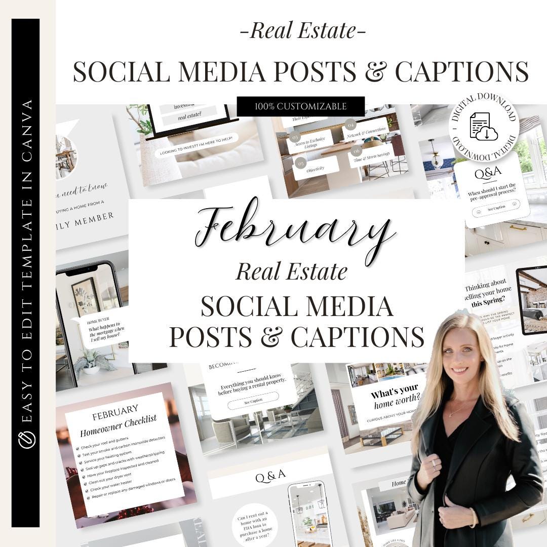 February Social Media Posts With Captions | Real Estate Agent Social ...