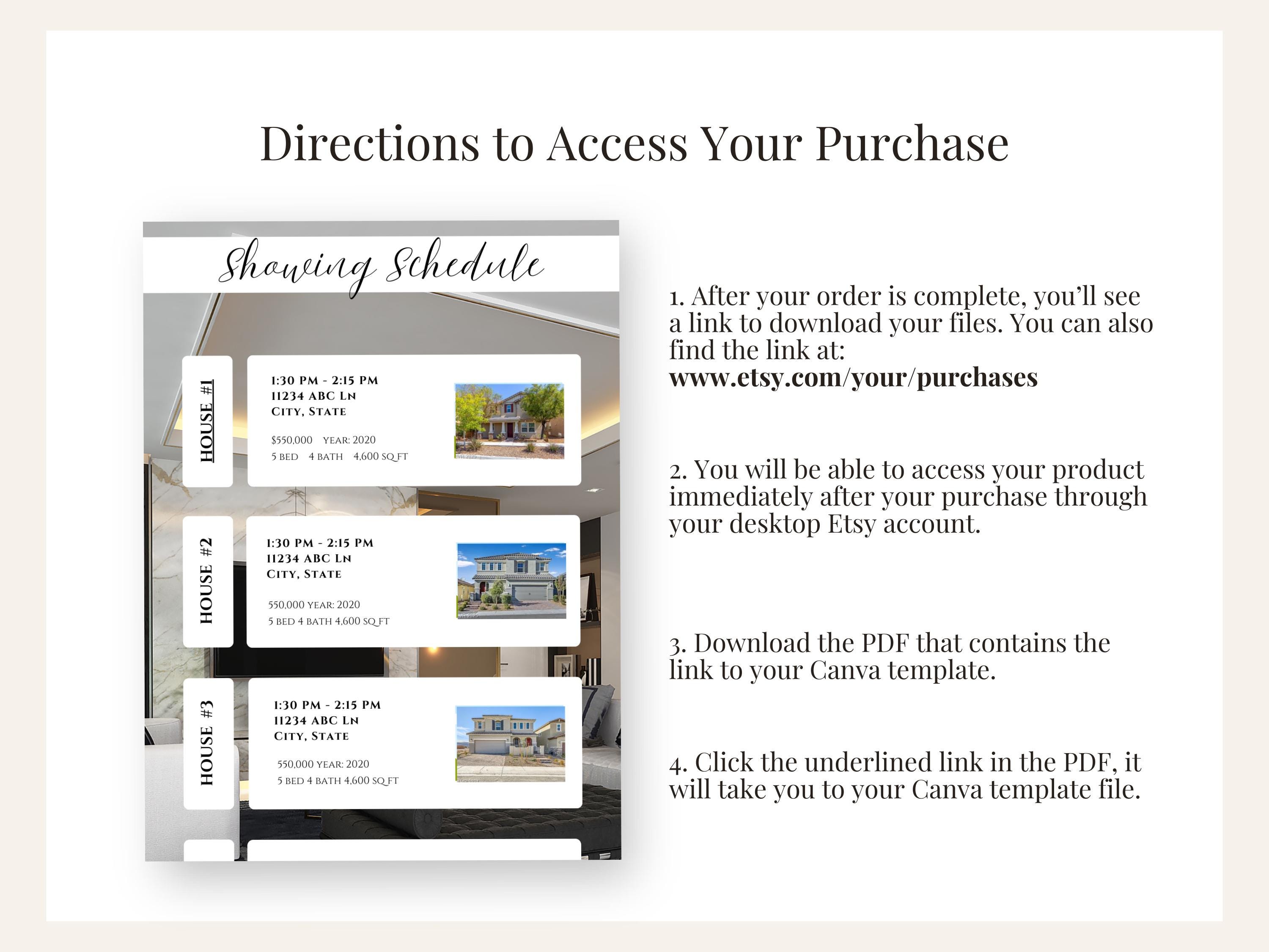 Digital Showing Schedule | Editable Canva Template for Realtors ...