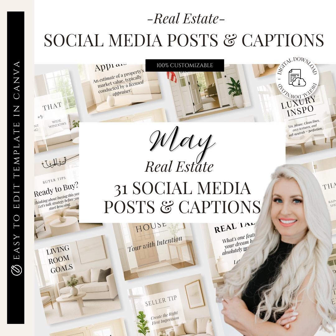 May Real Estate Social Media Posts | 31 Days of Editable Canva ...
