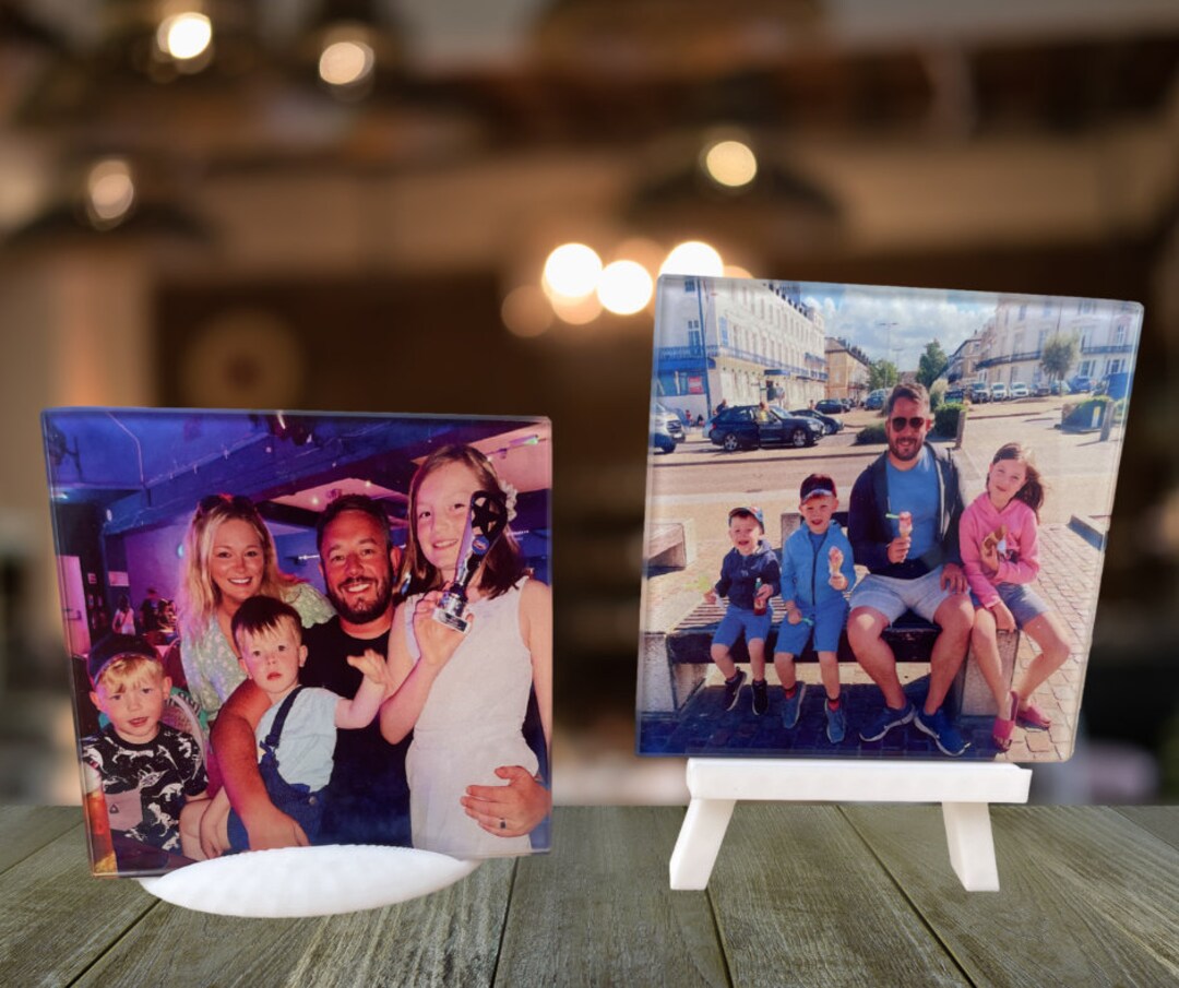Glass Photo, Personalised Square Printed Photo 10x10cm Including Stand ...