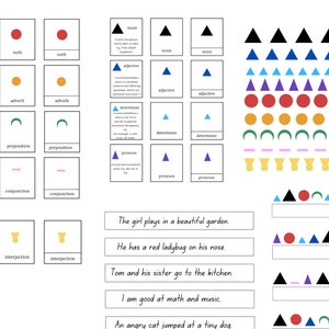 Montessori Grammar Set UPDATED - Parts of Speech - Montessori Cards and ...