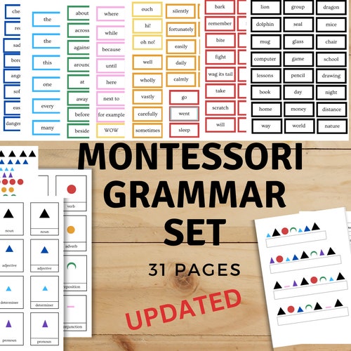 Montessori Grammar Set UPDATED Parts of Speech Montessori - Etsy
