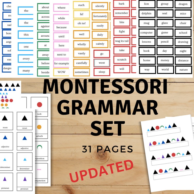 Montessori Parts of Speech - Etsy