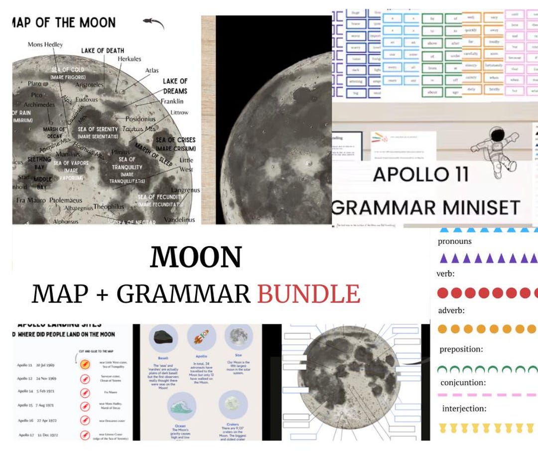 Moon Landing BUNDLE - Map of the Moon, Grammar and Activities - Etsy