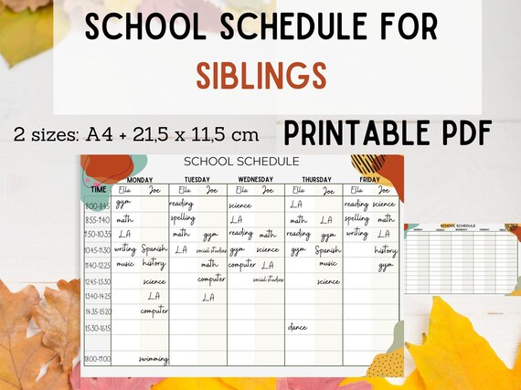Sibling Schedule Printable