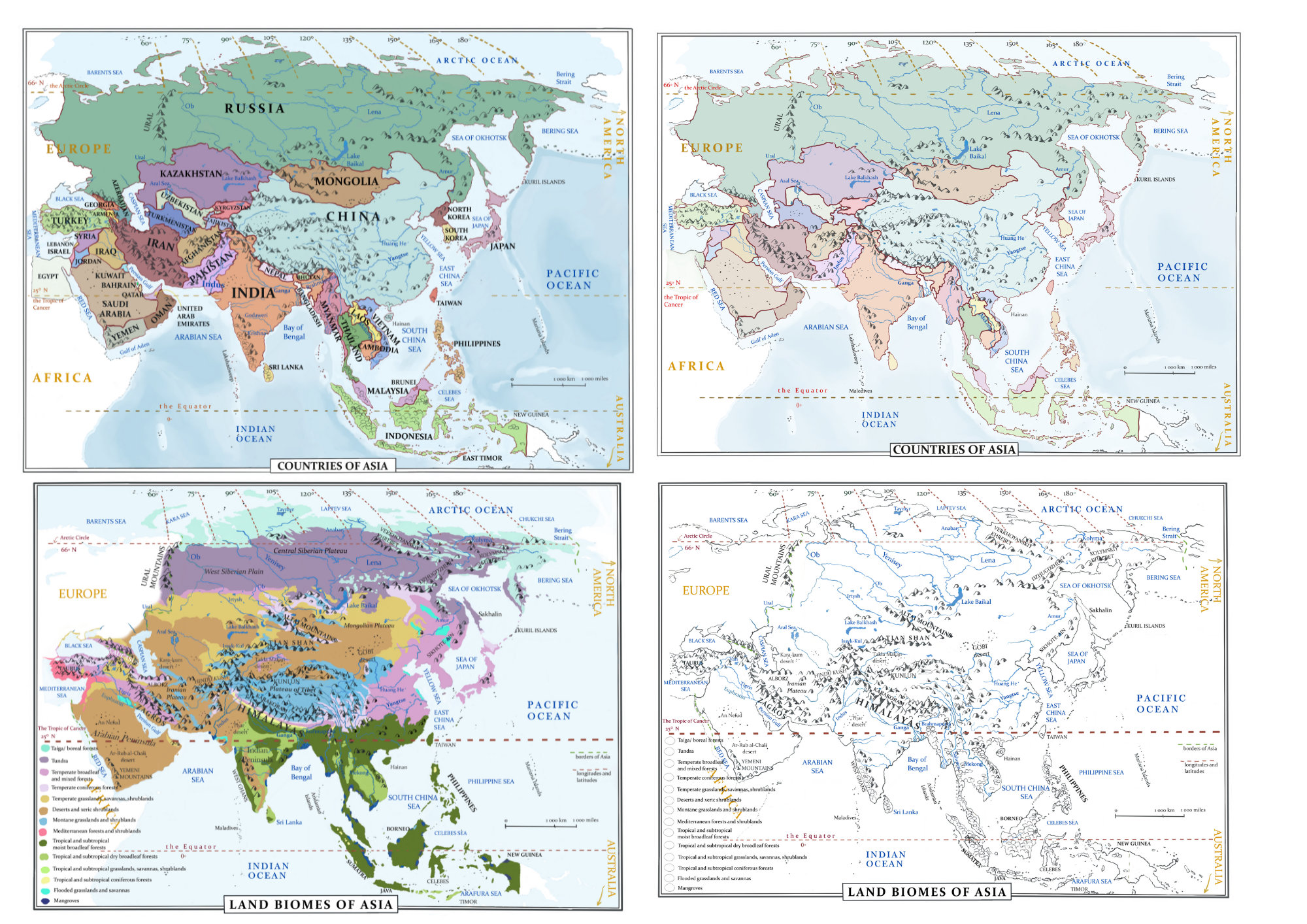 Maps of Asia - Physical, Political, and Biomes - Printable Geography ...
