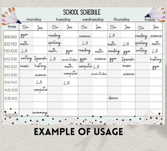 Sibling Schedule Printable