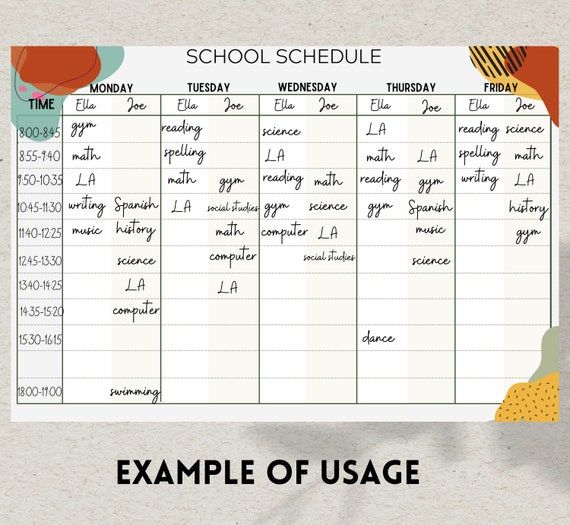 Sibling Schedule Printable