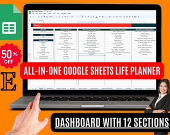 Life Planner Digital Template Google Sheets, Digital Life Planner, Life ...