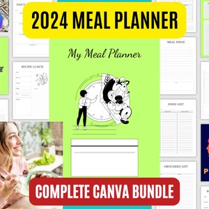 2024 Meal Planner, 2024 Grocery List Printable, 2024 Digital Planner ...