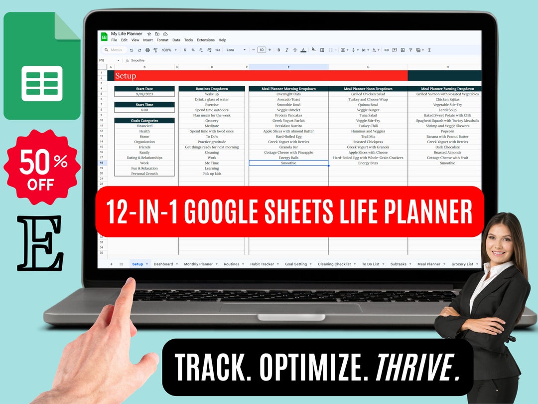 12-in-1 Life Planner: Spreadsheet for Google Sheets, Journal Daily ...