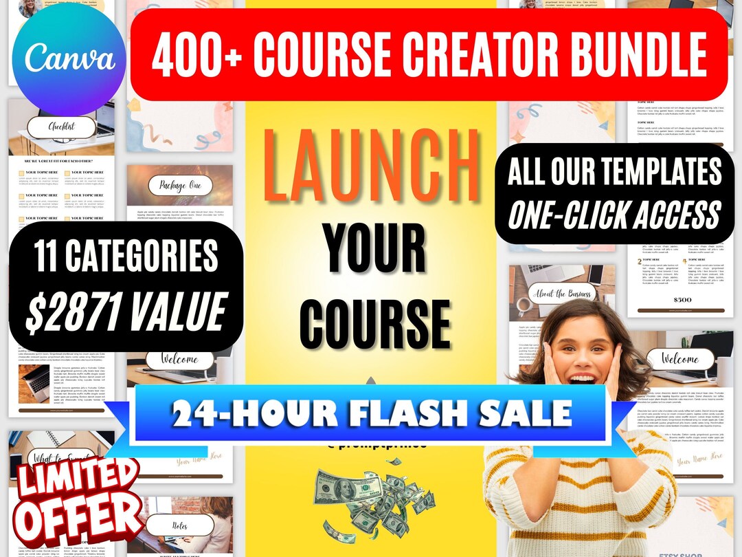 MRR Canva Course Creator Templates Bundle: Course Sales Page Canva ...