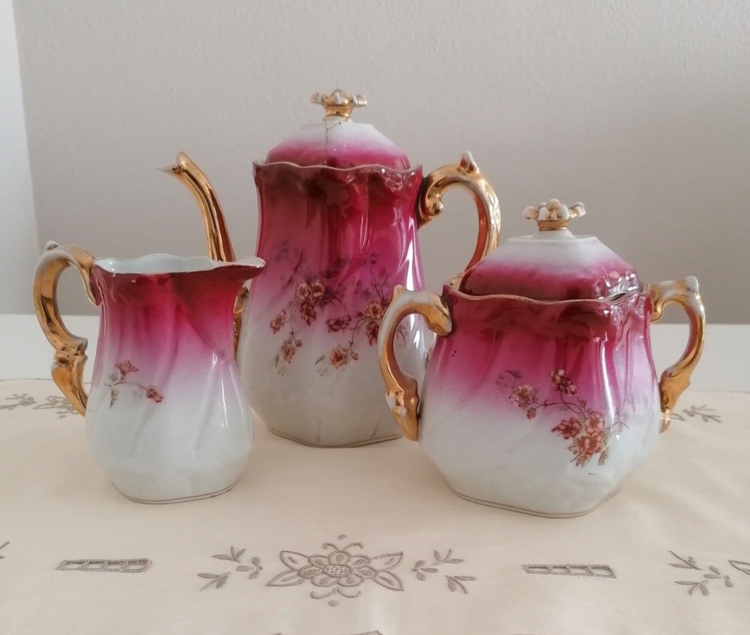 Vintage Porcelain Coffee & Tea Set – Victorian Style With Gold Details ...