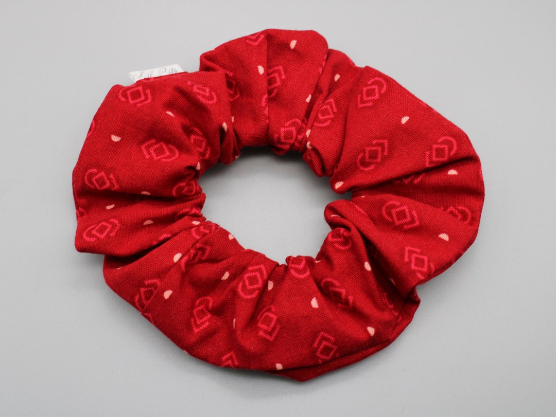 Handmade Scrunchie, Red With Symbols Pattern Hair Tie - Etsy