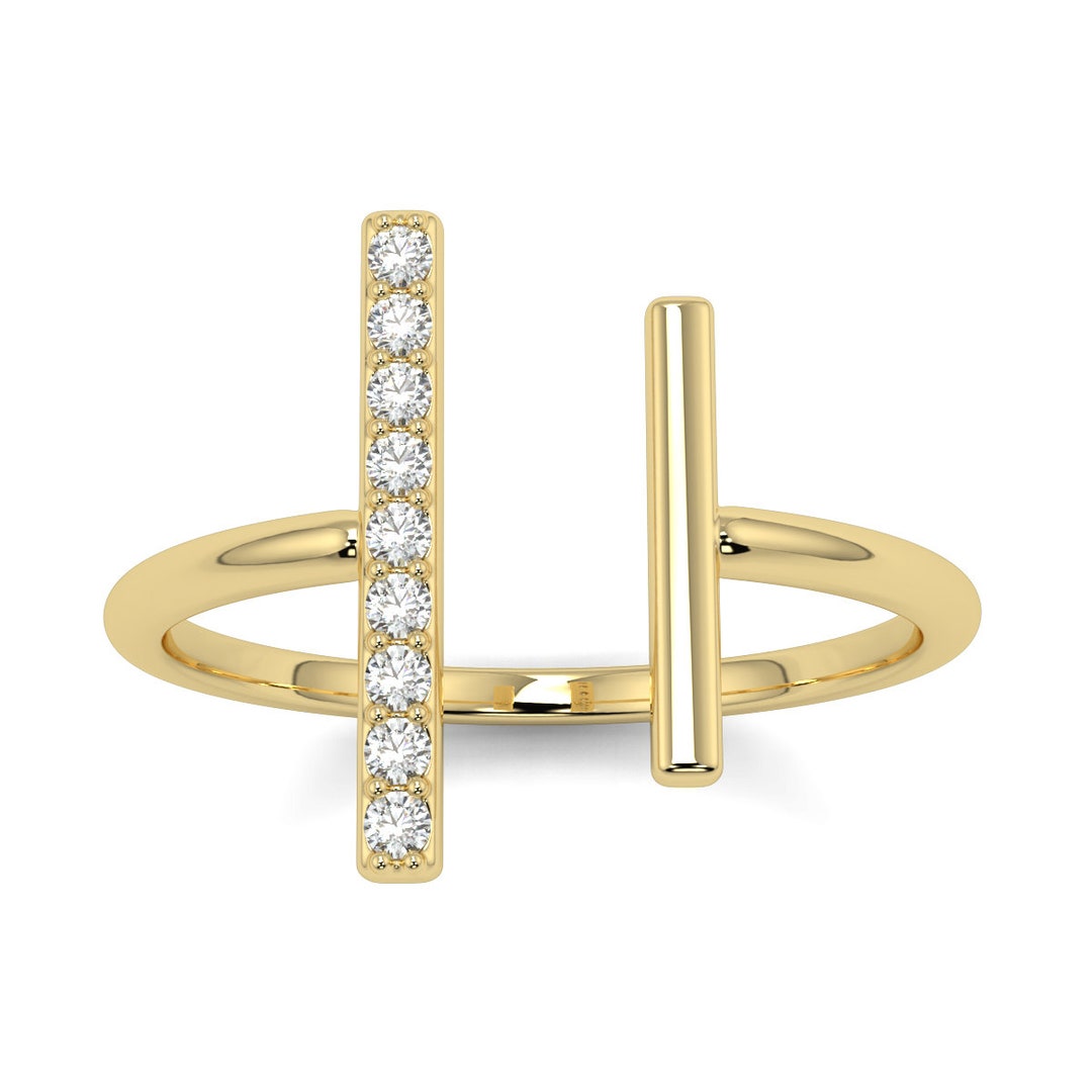 LATERAL RING, 1.91 Gm, 18k Hallmark Gold Ring With Real Diamond With ...
