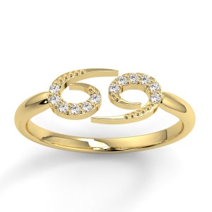18K Gold CANCER RING With Certified REAL Diamonds, Zodiac Ring, Zodiac ...