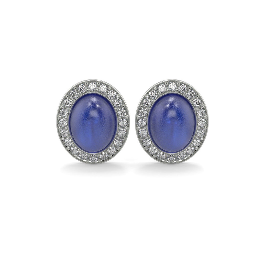 AZURE LAPIZ STUDS, 3.40 Gram, 18k Hallmark White Gold Earring With Real Diamond With Certificate ...