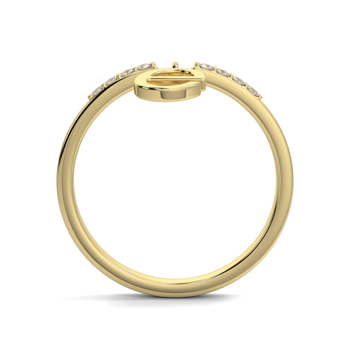 18K Gold Alphabet "e" Ring, Real Diamond Ring With Certificate, Initial ...