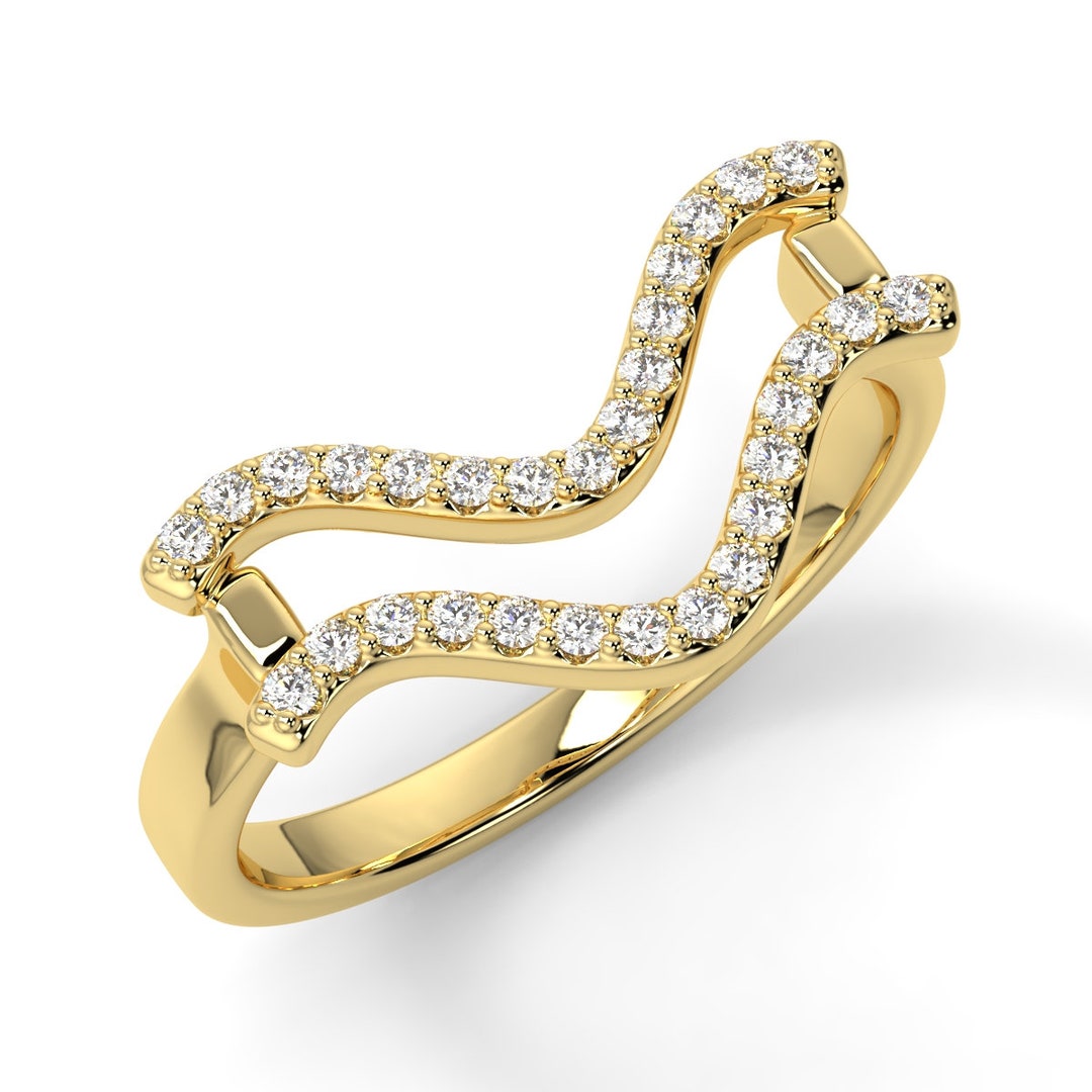 18K Gold AQUARIUS RING With Certified REAL Diamonds, Zodiac Ring ...