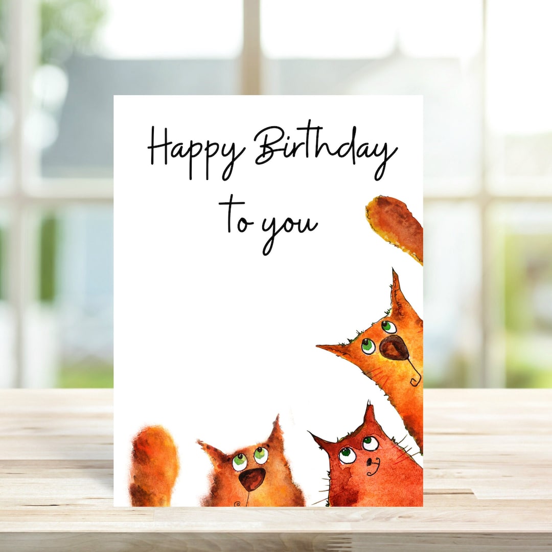 Peeking Ginger Cats Birthday Card Birthday Card Cats - Etsy