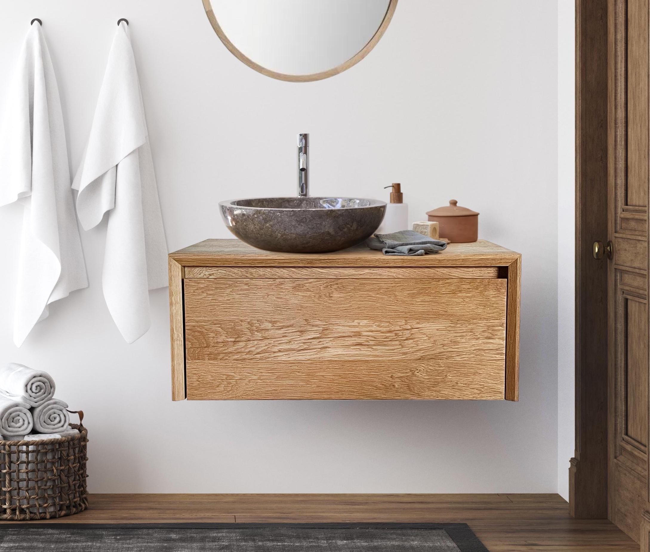 NEW Solid Wood Vanity Bathroom Vanities Push to Open Drawer Bathroom Vanity Floating Vanity Marble Sink Vanity Oak Vanity Chestnut Vanity Etsy