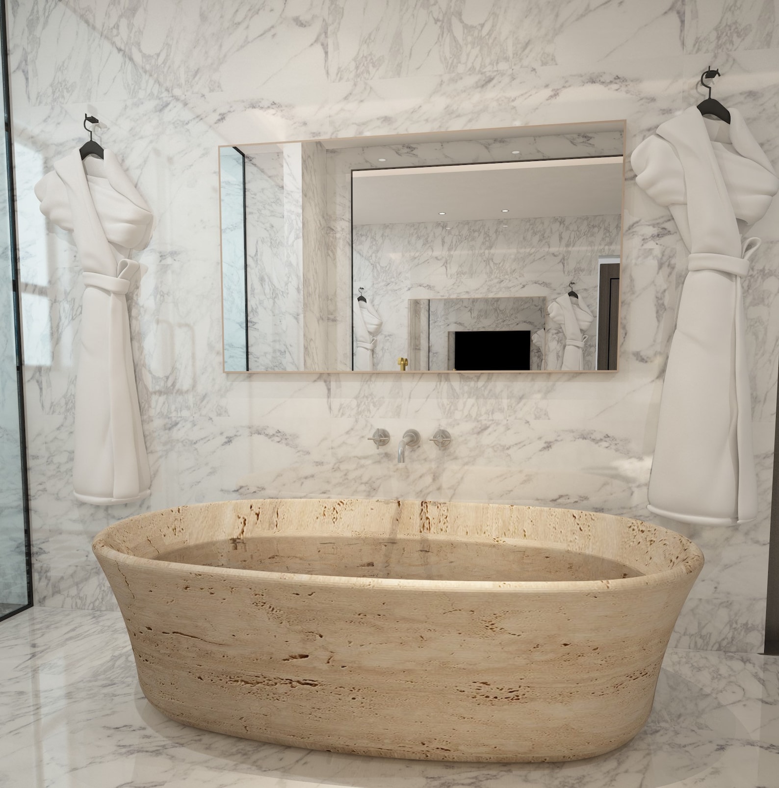 Travertine Bathtub Oval Marble Bathtub Stone Bathtub Hand - Etsy