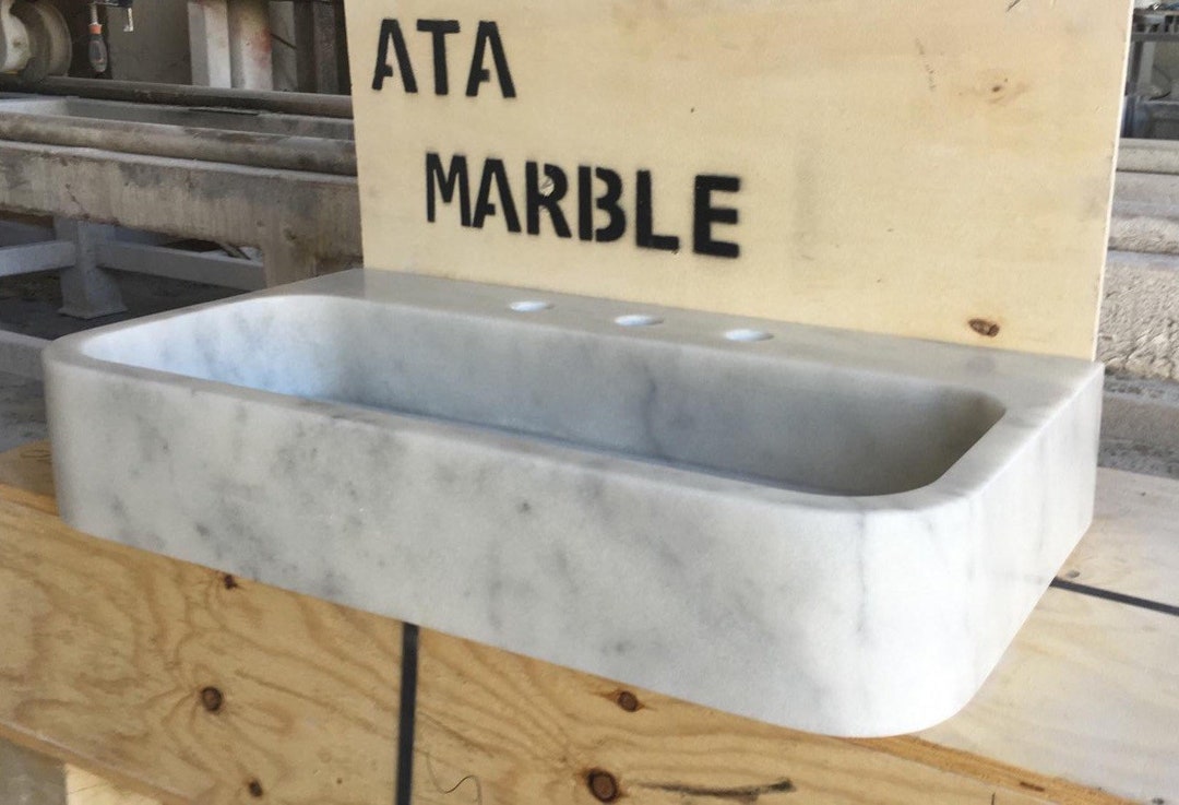 Carrara Marble Sink Wall Mount Marble Sink Marble Bathroom Sink Powder ...