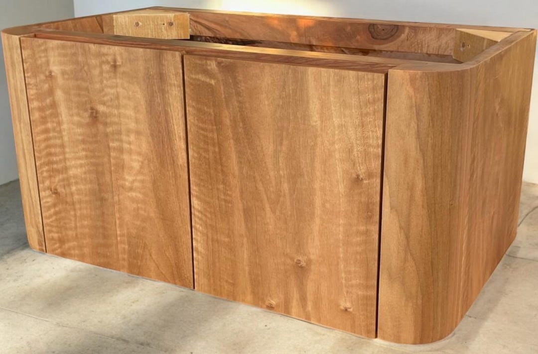 Handmade Solid Wood Floating Vanity: Oak or Chestnut, Push-to-open ...