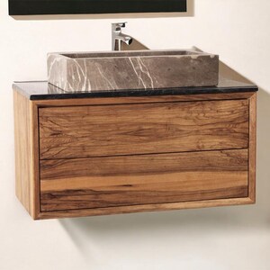 Handmade Chestnut Floating Vanity: Solid Wood Bathroom Sink Cabinet - Etsy