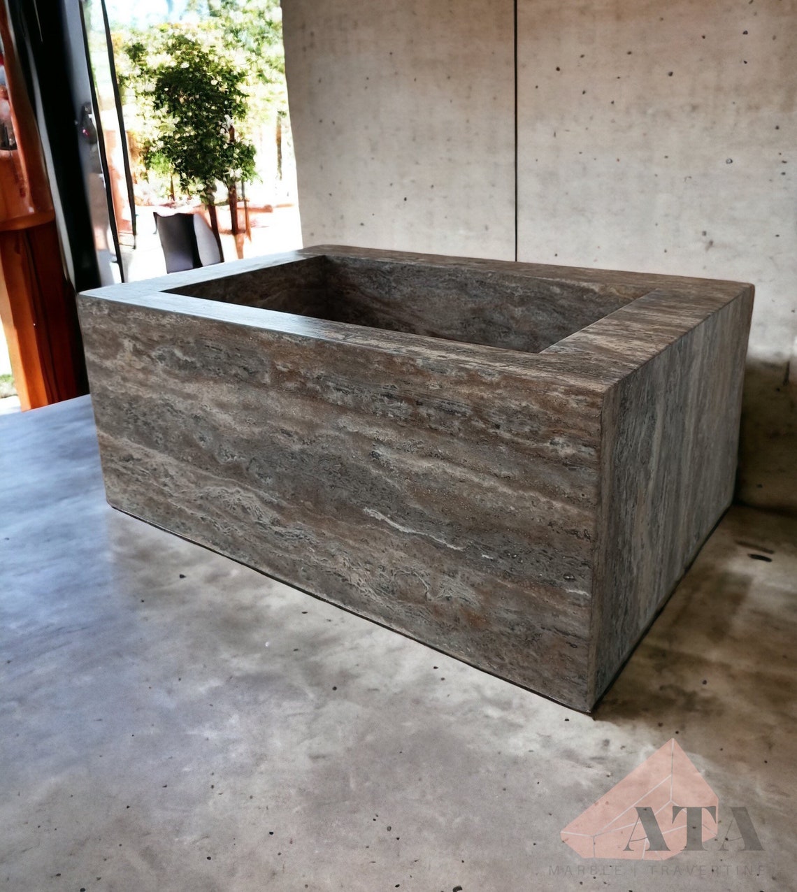 Silver Travertine Rectangle Sink: Wall Mounted Bathroom Sink - Etsy