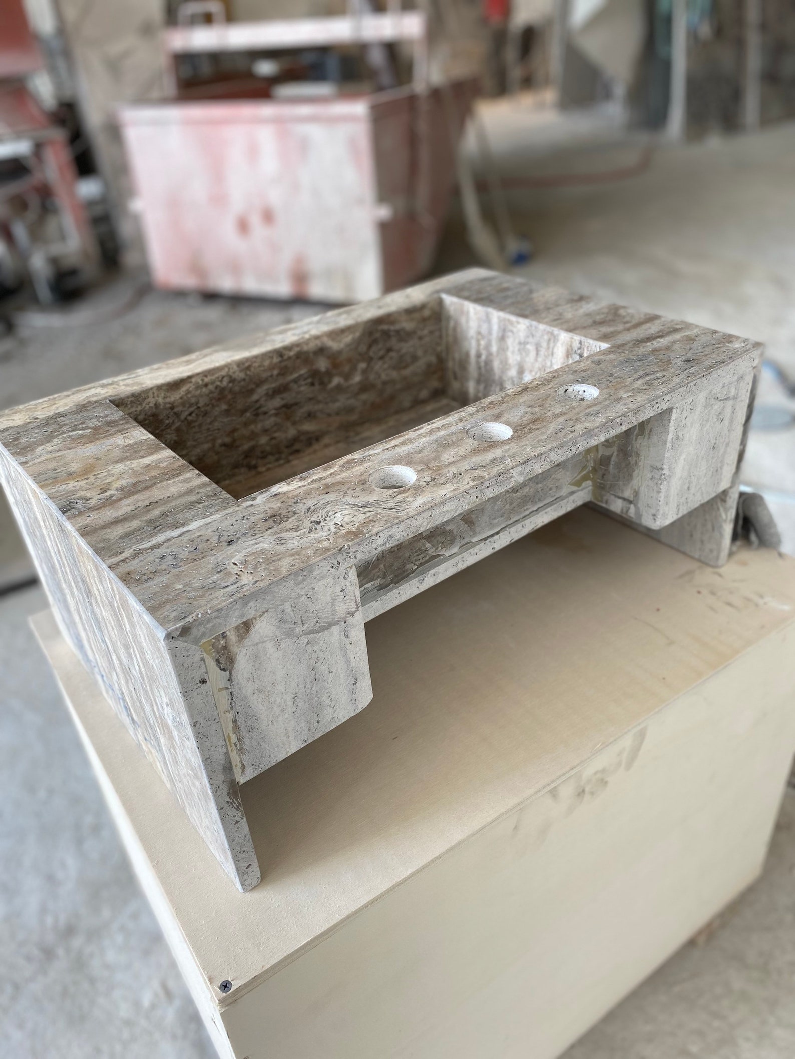 Silver Travertine Rectangle Sink: Wall Mounted Bathroom Sink - Etsy